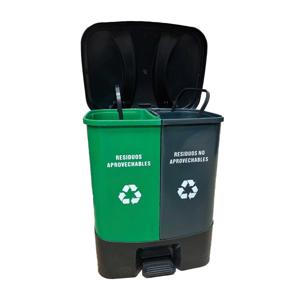Canecas plásticas dobles para reciclaje - Triple Clean