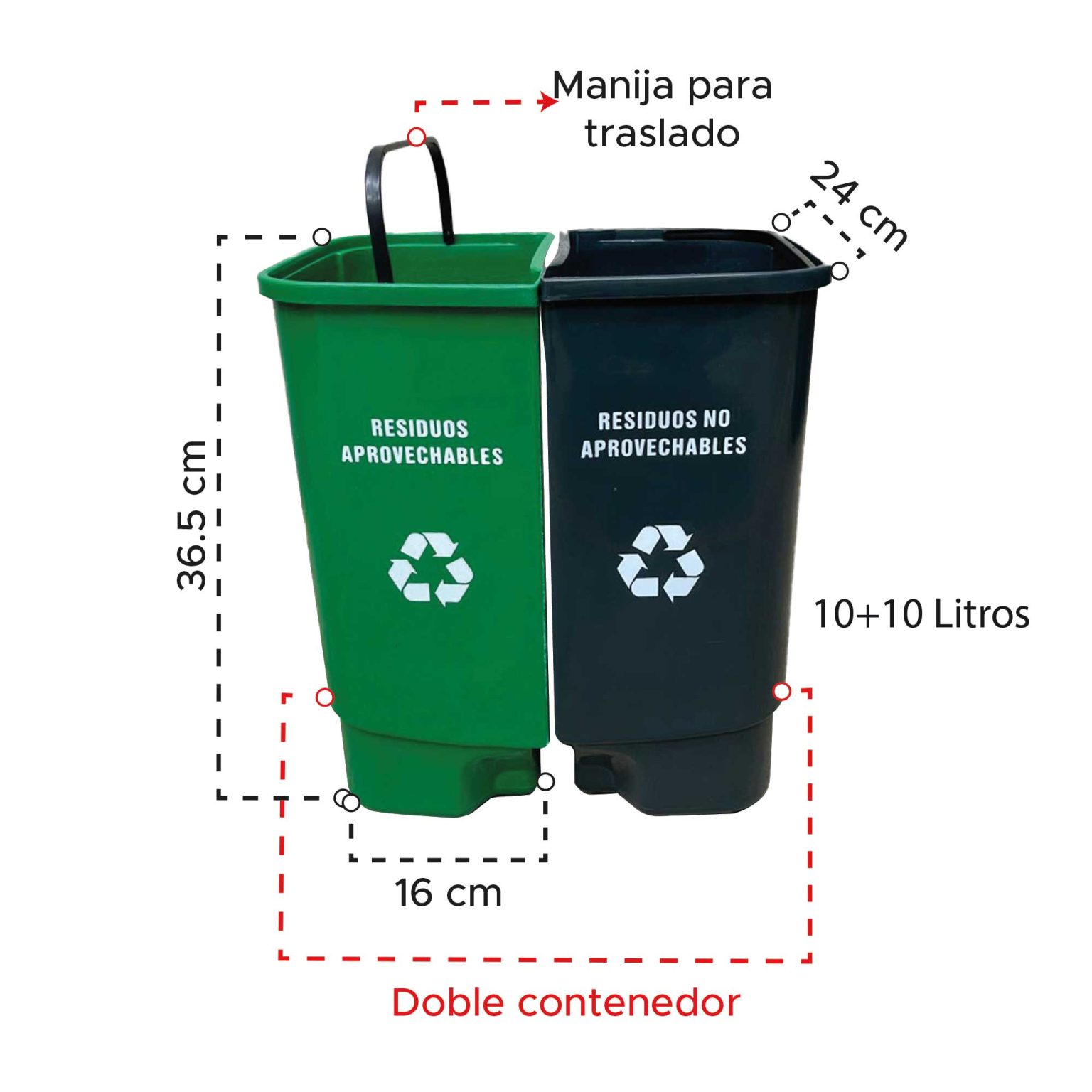 Canecas plásticas dobles para reciclaje - Triple Clean