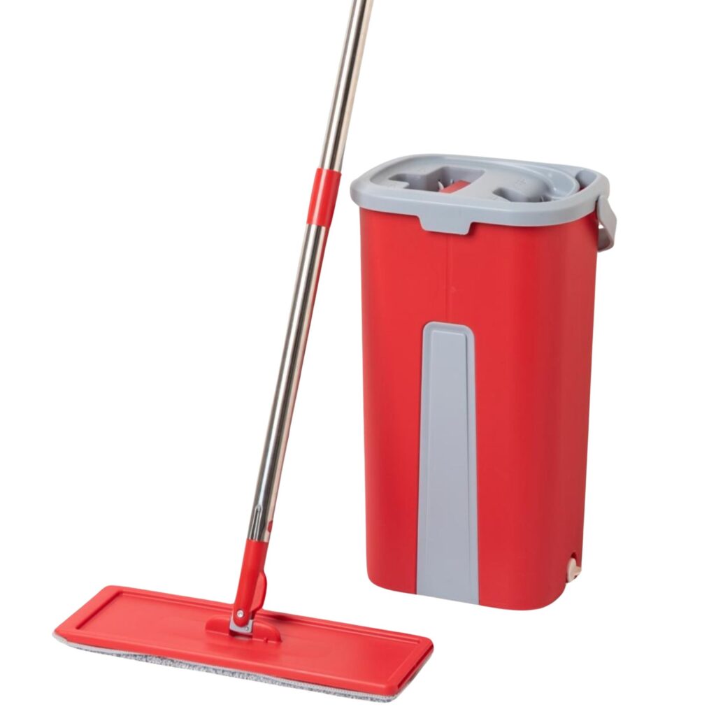 Balde Cuadrado con Mopa Rojo 7 Litros - Triple Clean